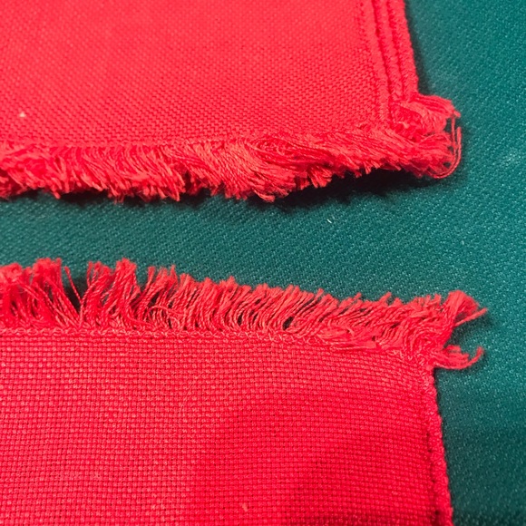 Kitchen | Six Piece Red Table Napkins With Weave And Fringe Designs ...